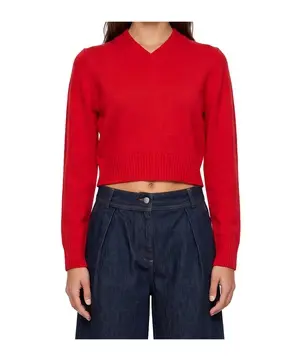 Soeur V-neck Cropped Knit Sweater