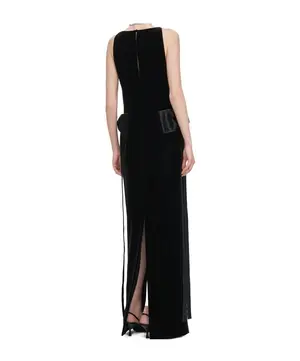SELF-PORTRAIT Velvet Bow Sides Maxi Dress