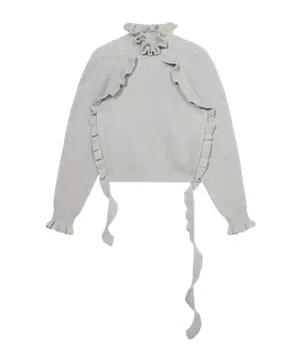 Blumarine Wool Cardigan With Ruching And Flounced Detailing