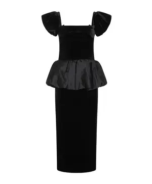 SELF-PORTRAIT Puff-sleeve Peplum Dress