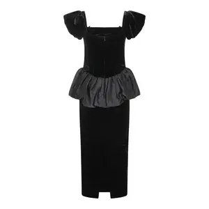 SELF-PORTRAIT Puff-sleeve Peplum Dress