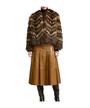 YVES SALOMON Belted Jacket In Merino Knit And Fox Fur