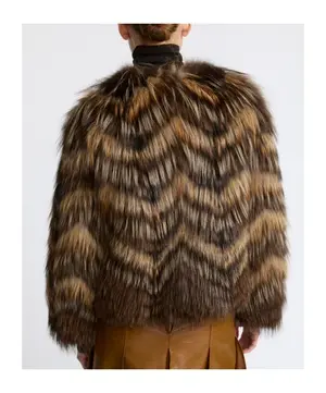 YVES SALOMON Belted Jacket In Merino Knit And Fox Fur