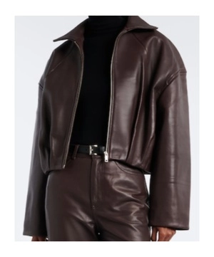 ROTATE BY BIRGER CHRISTENSEN Cropped Leather Jacket