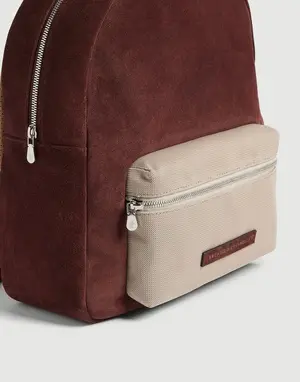 Brunello Cucinelli Suede And Techno Cotton Backpack