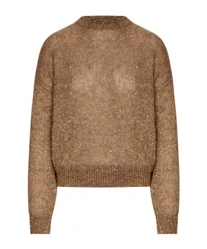 Brunello Cucinelli Sequin-embellished Knitted Sweater - Brown