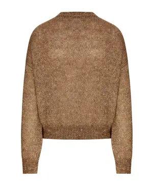 Brunello Cucinelli Sequin-embellished Knitted Sweater - Brown