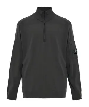 C.P. COMPANY Lens-detail Quarter-zip Sweater - Grey