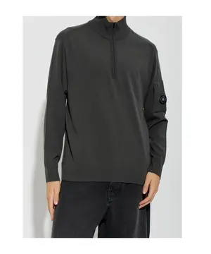 C.P. COMPANY Lens-detail Quarter-zip Sweater - Grey