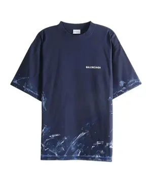 Balenciaga Messy Spray Medium Fit T-shirt - Navy