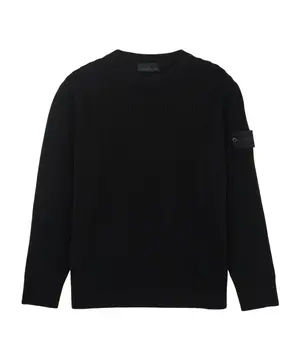 Stone Island Ribbed Logo-patch Sweater - Black
