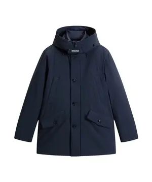 Woolrich Hooded Logo Patch Down Jacket - Navy