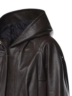 Sportmax Hooded Leather Jacket