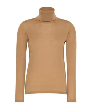 Max Mara Wool Yarn Polo-neck Sweater - Camel