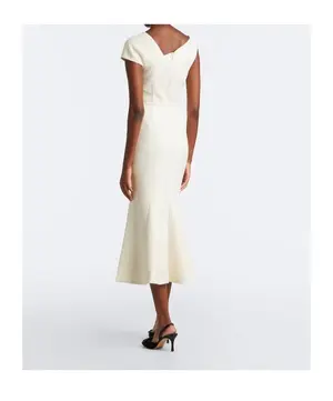 Roland Mouret Asymmetric Tweed Dress With Tie Detail - White