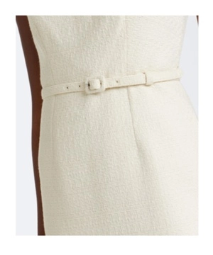 Roland Mouret Asymmetric Tweed Dress With Tie Detail - White