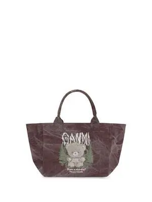 GANNI Medium Trapeze Teddy Print Shopping Bag - Multicolor
