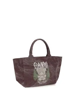 GANNI Medium Trapeze Teddy Print Shopping Bag
