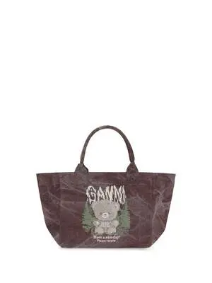 GANNI Medium Trapeze Teddy Print Shopping Bag - Multicolor