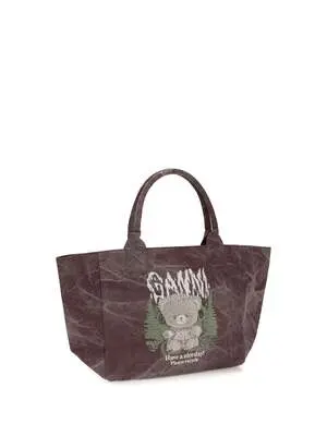 GANNI Medium Trapeze Teddy Print Shopping Bag - Multicolor