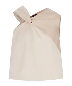 Soeur Luciana Knot-detail One-shoulder Blouse - White