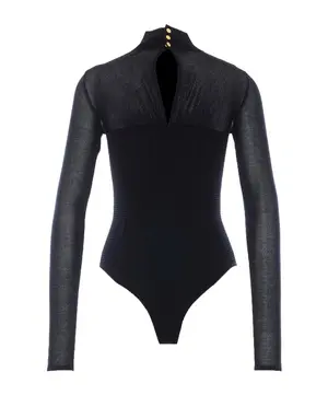 Elisabetta Franchi Long Sleeved Ribbed Bodysuit