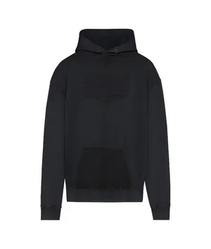 MAISON MARGIELA Logo Embroidered Reverse Hoodie - Black