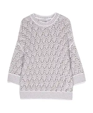Peserico Round Collar Hollowed-out Design Sweater - White