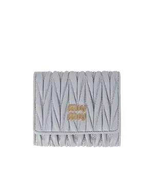 Miu Miu Small Matelassé Nappa Leather Wallet - Gray
