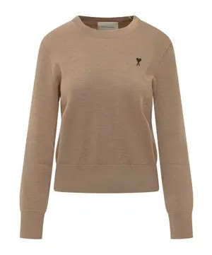 AMI Paris Long-sleeve Knit Top - Beige