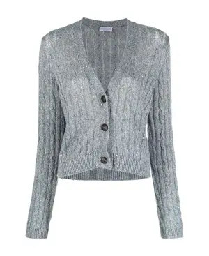 Brunello Cucinelli V-neck Linen Cardigan - Gray
