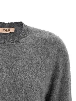 TWINSET Fuzzy Long-sleeved Crewneck Knitted Jumper