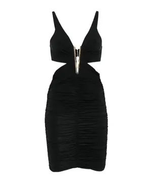 Elisabetta Franchi Ruched Cutout-detail Mini Dress - Black