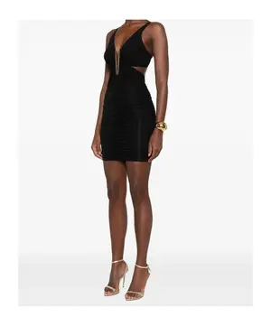Elisabetta Franchi Ruched Cutout-detail Mini Dress - Black