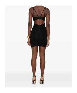 Elisabetta Franchi Ruched Cutout-detail Mini Dress - Black