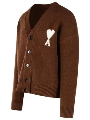 AMI Paris Heart Logo Buttoned Cardigan
