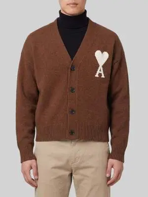 AMI Paris Heart Logo Buttoned Cardigan