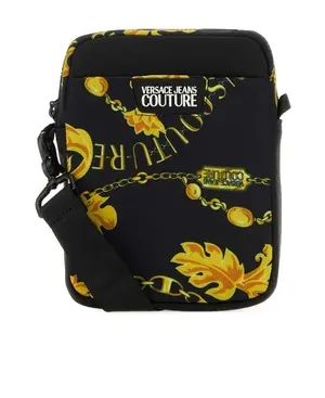 Versace Baroque Pattern Printed Small Shoulder Bag - Black
