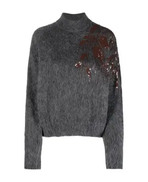 Brunello Cucinelli Sequin-embellished Knitted Jumper - Black