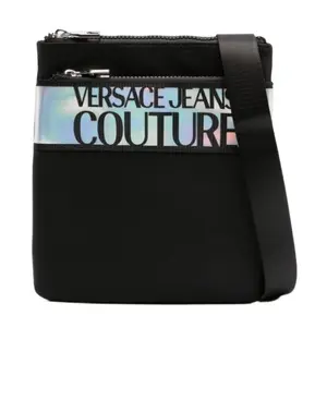 Versace Iridescent Logo-jacquard Messenger Bag - Black