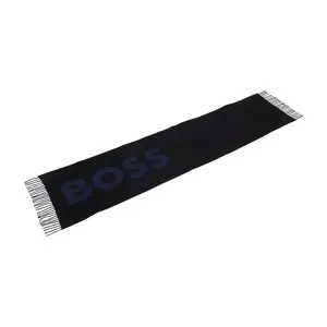 Hugo Boss Logo Jacquard Fringed Edge Scarf