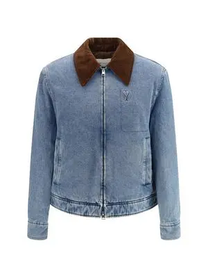 AMI Paris De Coeur Denim Jacket - Blue