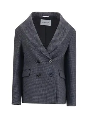 Balenciaga Double-breasted Wool Blazer - Gray