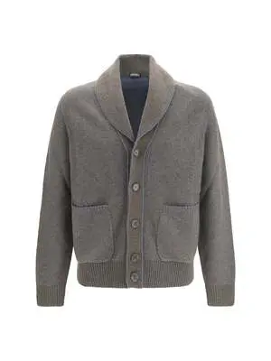 Zegna Cashmere And Wool V-neck Cardigan - Brown