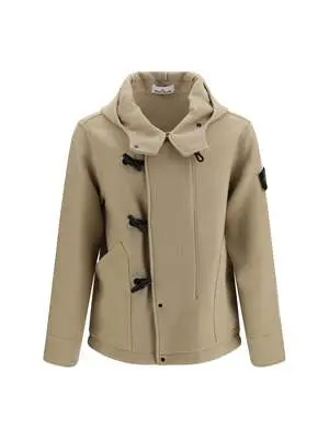 Stone Island Stone Island Men Wool And Cashmere Jacket With Wooden Buttons Cream
