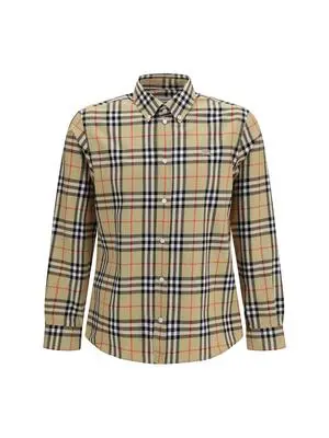 Burberry Check Cotton Shirt - Cream