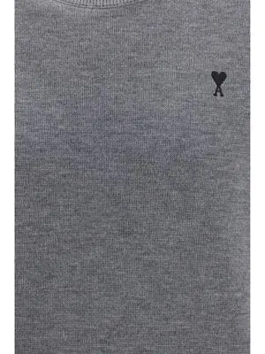 AMI Paris Pull Col Rond De Coeur - Gray