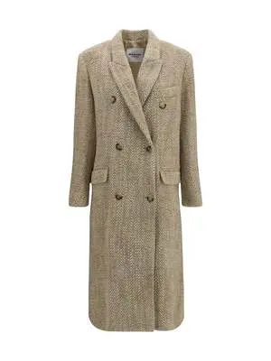 Isabel Marant Étoile Marant Pilda Herringbone Wool-blend Coat - Cream
