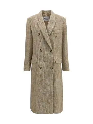 Isabel Marant Étoile Marant Pilda Herringbone Wool-blend Coat - Cream
