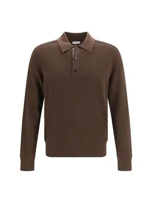 Burberry Burberry Men Long-Sleeve Wool Polo Brown